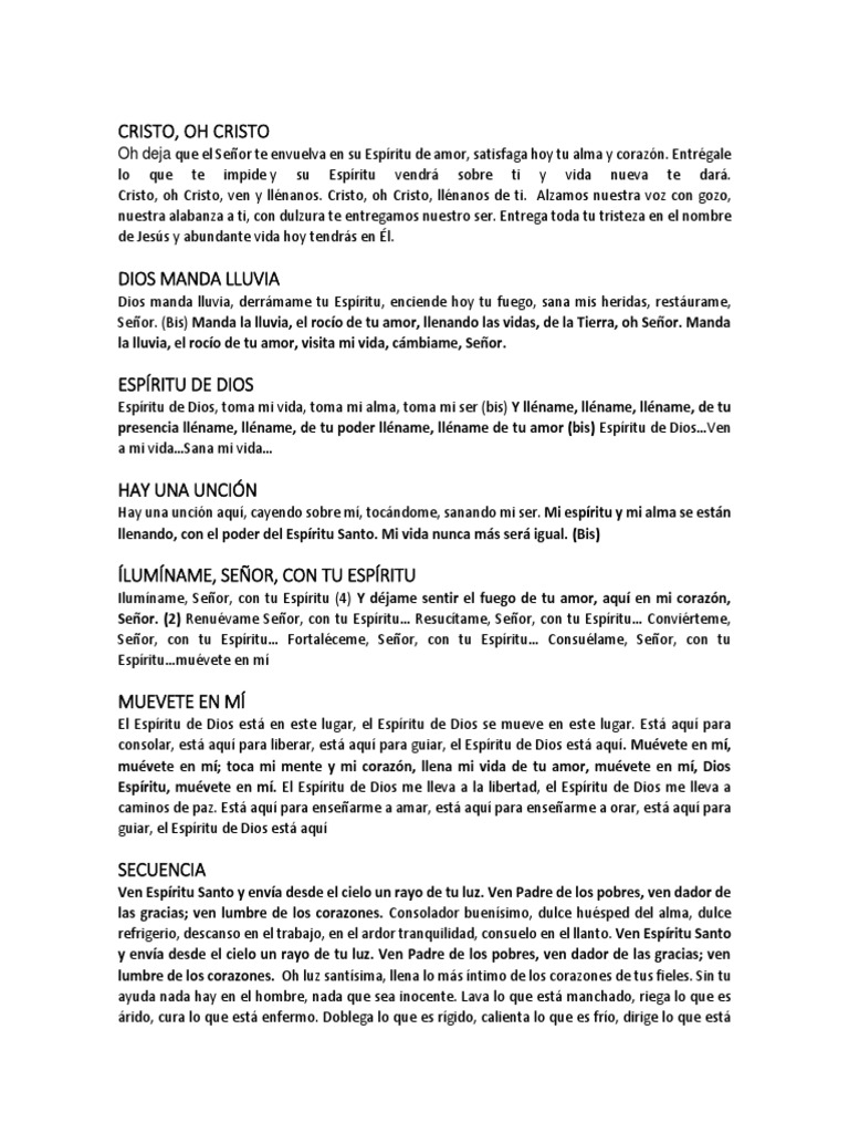Cantos Al Espíritu | PDF | Cristo (título) | espíritu Santo