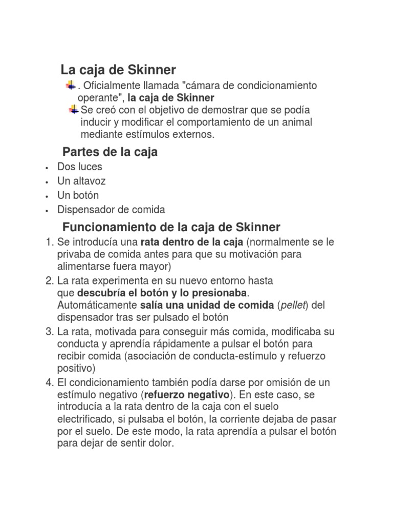 Caja de Skinner: Condicionamiento Operante | PDF | Salud y bienestar ...