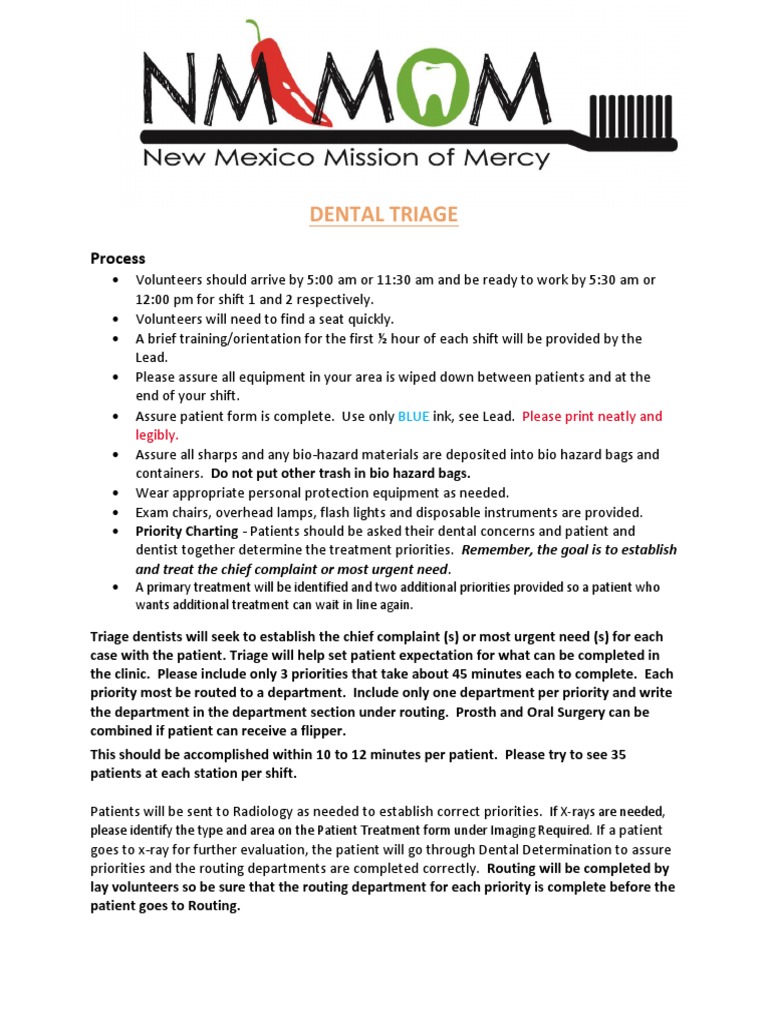 Dental Triage: Process | PDF | Dentist | Congenital Heart Defect