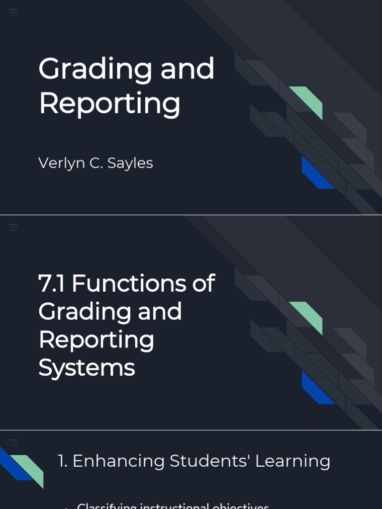 Grading and Reportings System Part I | PDF | Goal | Learning