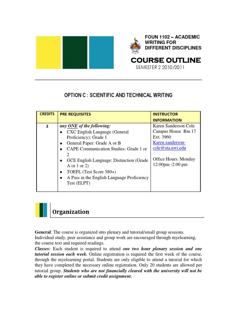 Course Outline: Option C: Scientific and Technical Writing | PDF | Test ...