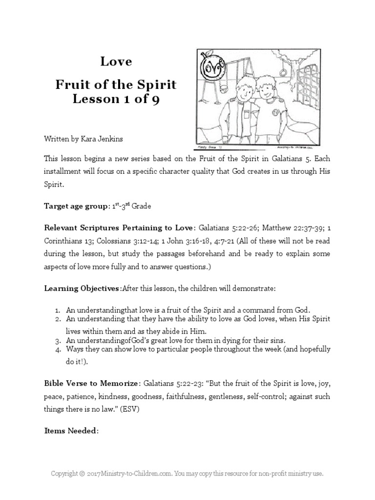 Love Fruit of The Spirit Lesson 1 of 9: ST RD | PDF | Fruit Of The Holy ...