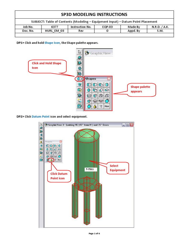 Sp3D Modeling Instructions: SUBJECT: Table of Contents (Modeling ...