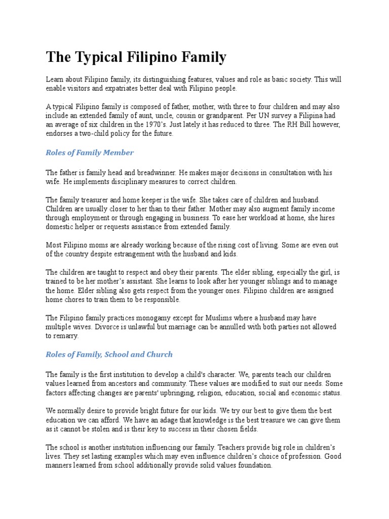 B-The Typical Filipino Family | PDF | Family | Wife