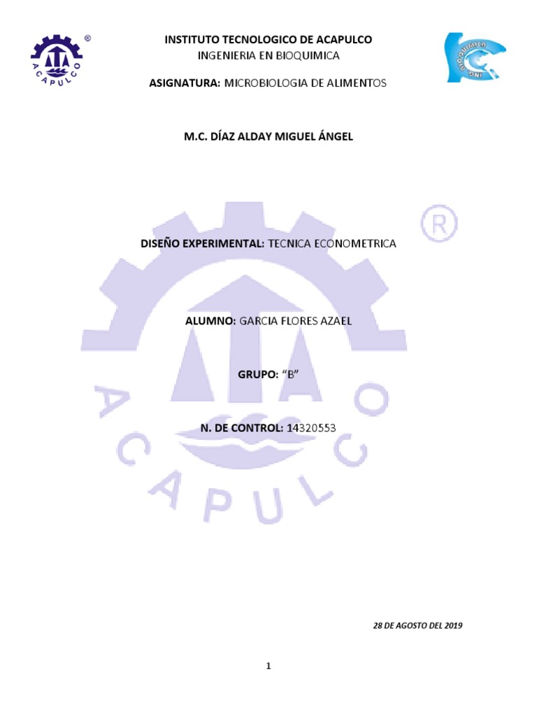 Dise o Experimental 1 Tecnica Ecometrica | PDF | Microbiología | Ingeniería