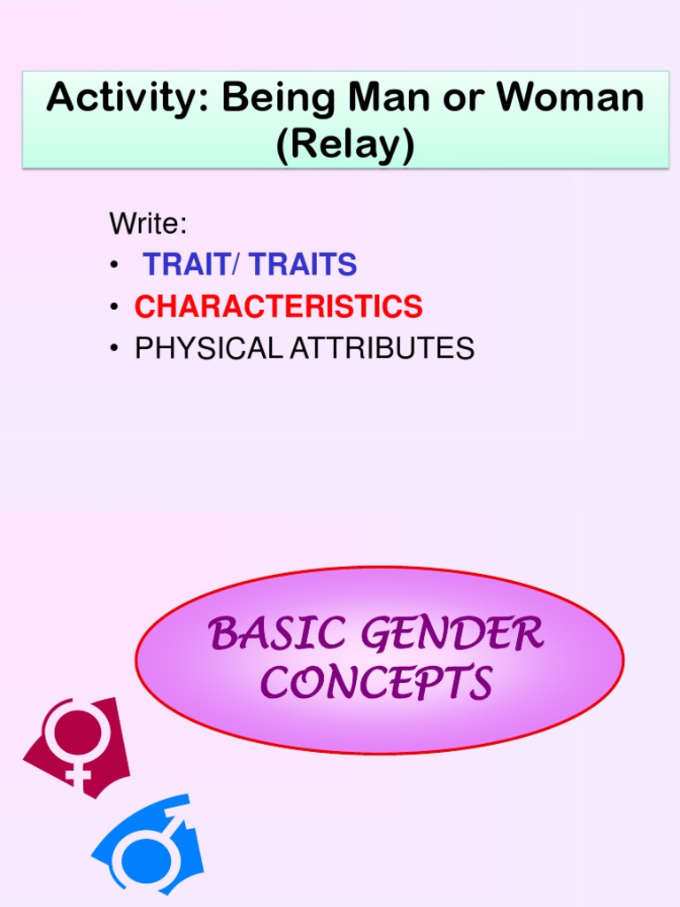 Activity: Being Man or Woman (Relay) : Write: - Physical Attributes ...