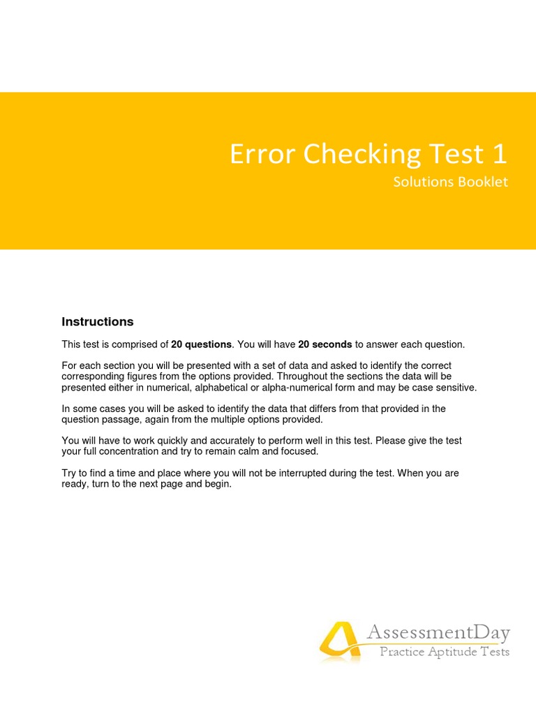 Error Checking Test 1: Identifying Errors in Data | PDF | Letter Case ...