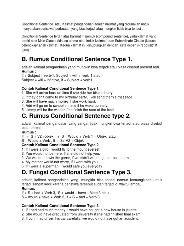 Conditional Sentences Explained Types 1-3 Examples | PDF