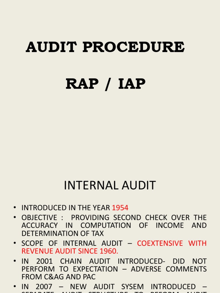 Audit Procedure Rap / Iap | PDF | Internal Audit | Appeal