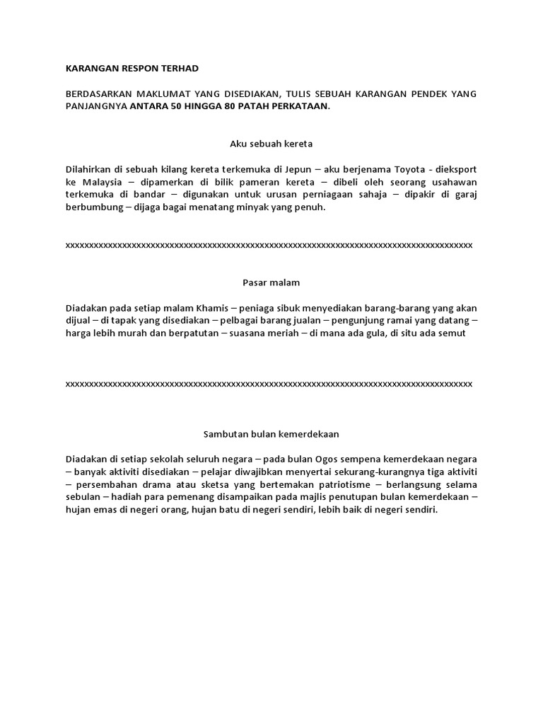 Contoh Karangan Respon Terhad | PDF