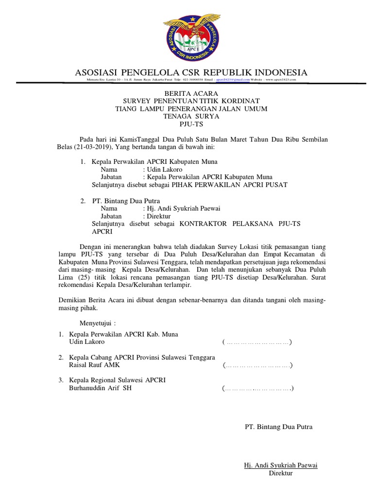 Berita Acara Apcri | PDF