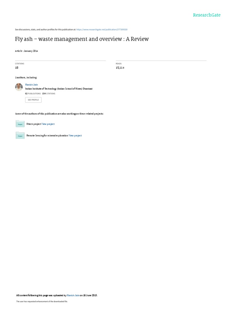 Fly Ash: A Review of its Generation, Environmental Impacts, and ...