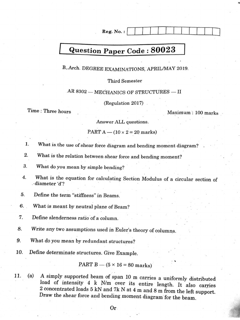 B Arch MOS-II Previous Year QP | PDF