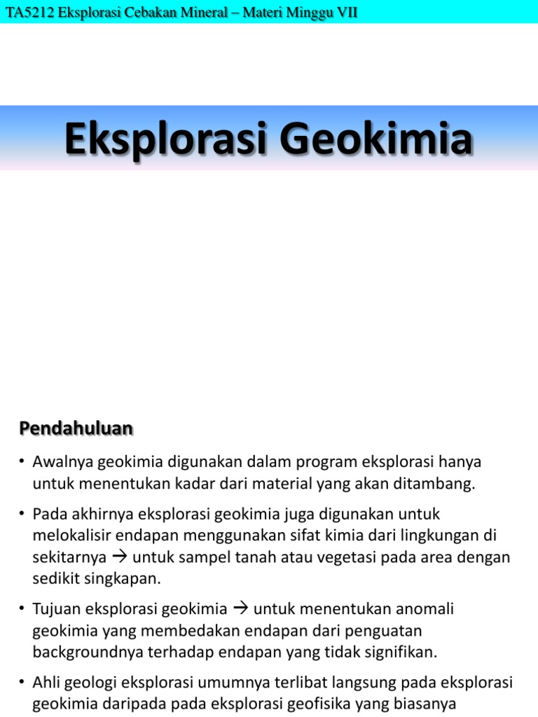 Eksplorasi Geokimia untuk Geolog | PDF