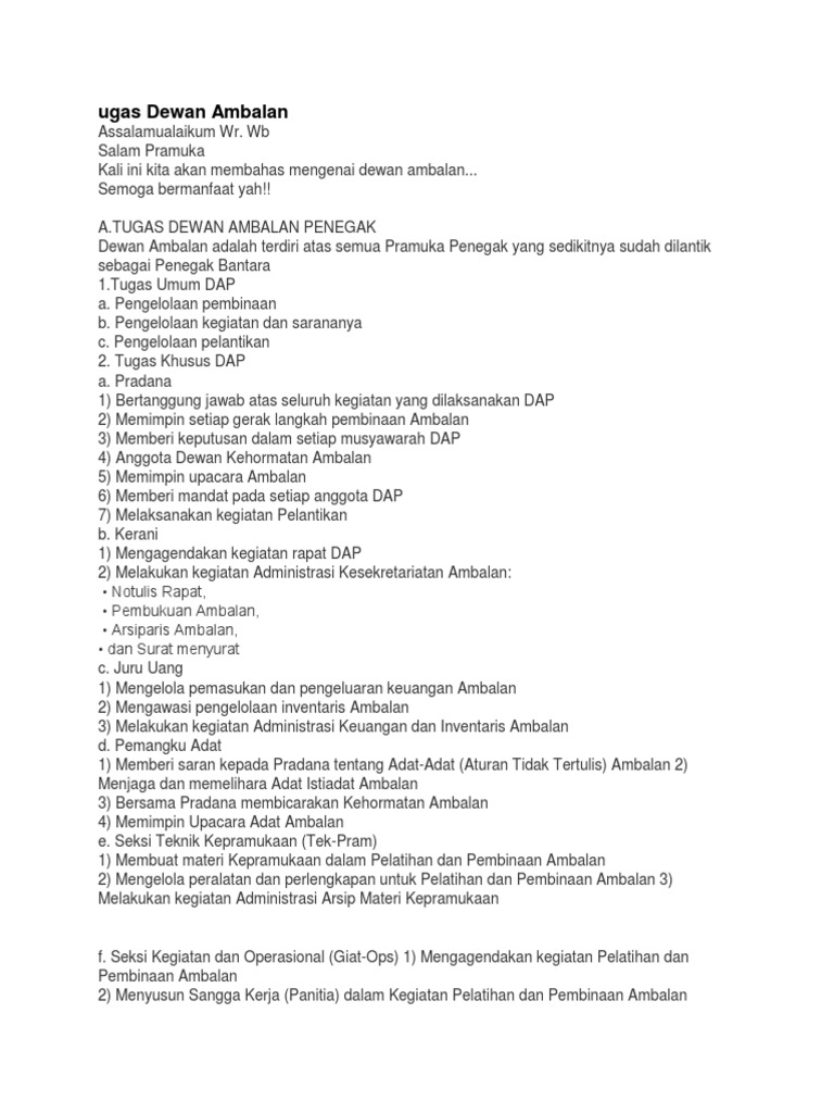 Tugas Dewan Ambalan | PDF