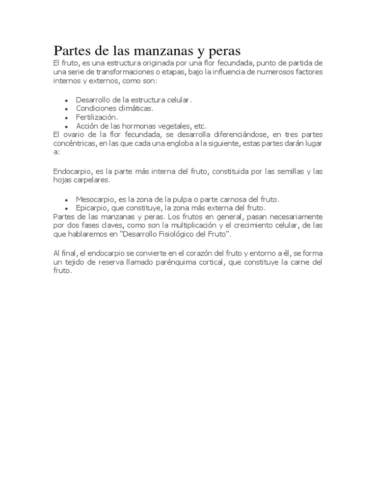 Partes de la Pera y su Estructura | PDF | Fruta | Flores