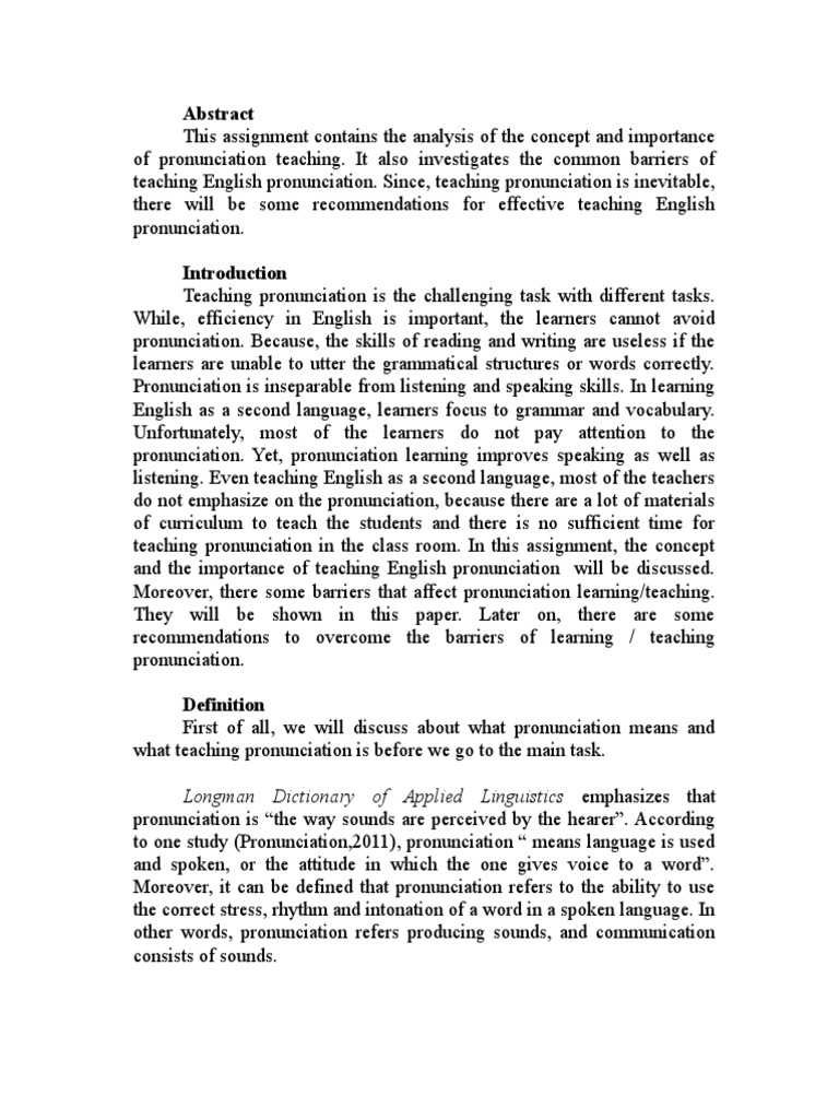 Barriers of Teaching Pronunciation | PDF | Accent (Sociolinguistics ...