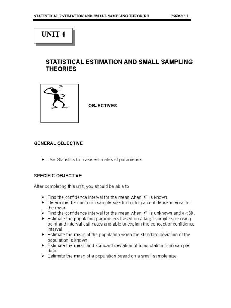 Unit 4 Statistical Estimation And Small Sampling Theories Pdf