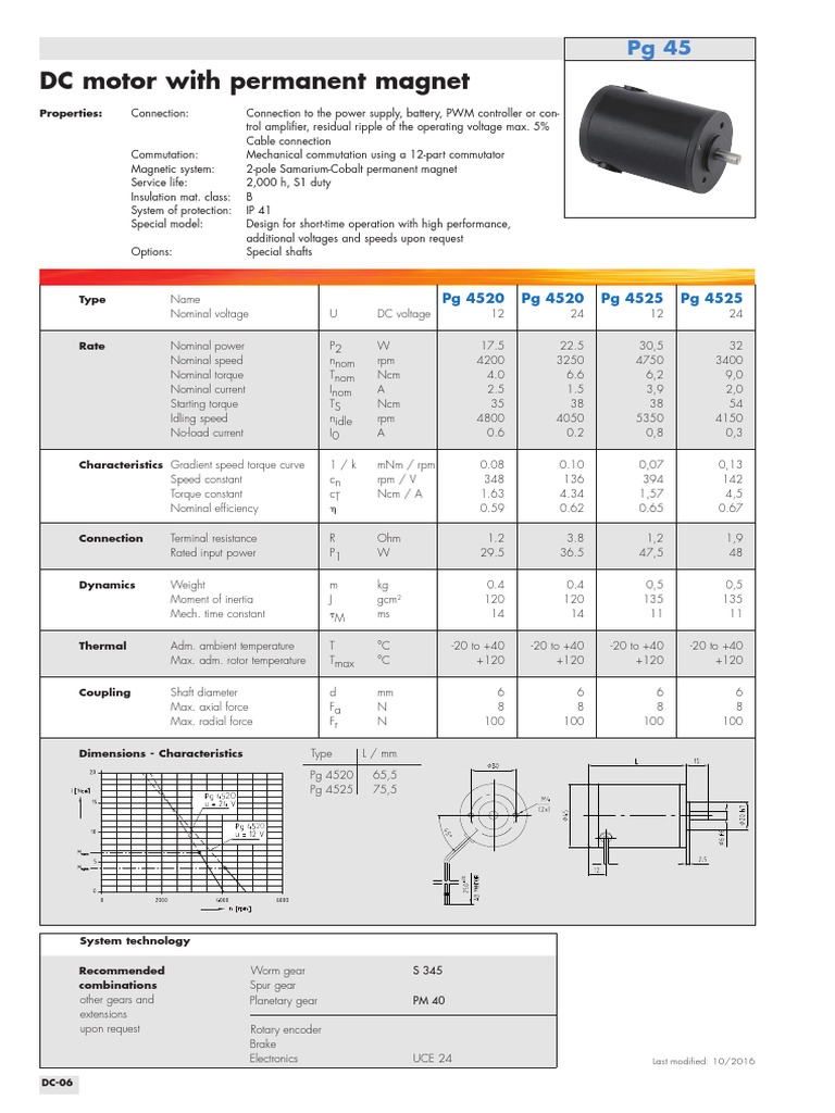 DC Motor With Permanent Magnet: PG 4520 PG 4520 PG 4525 PG 4525 | PDF ...