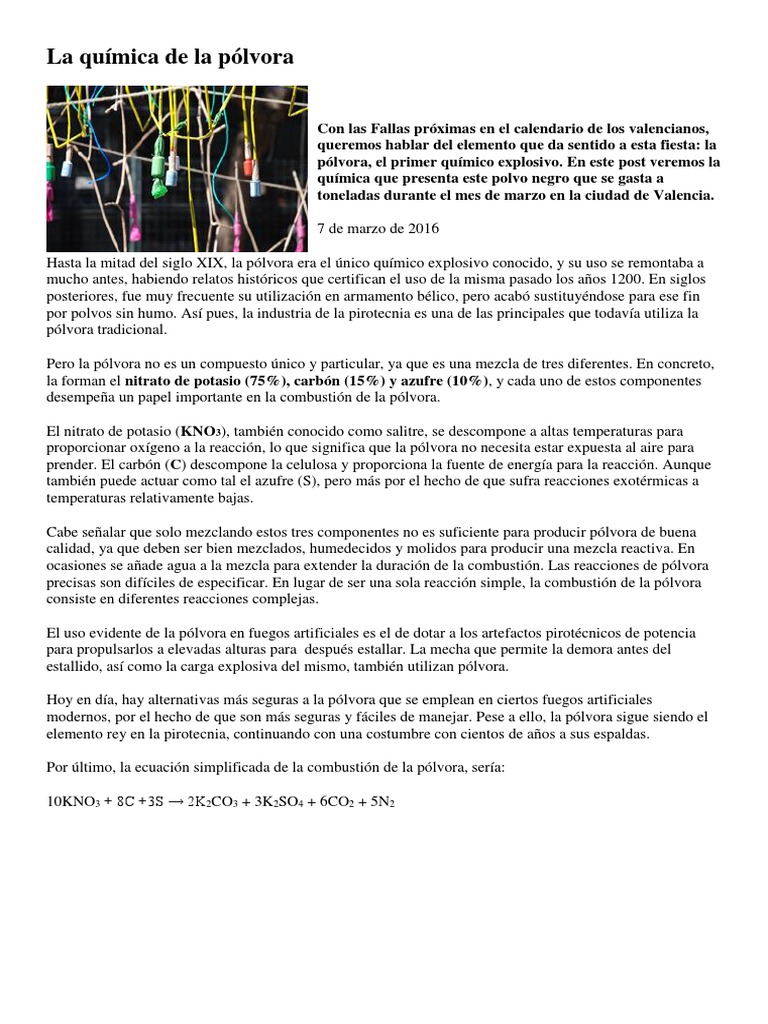 Quimica de La Polvora | PDF | Pólvora | Pirotécnica