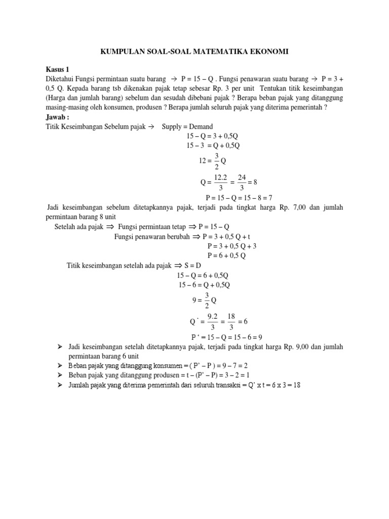 Soal-Soal Mat. Eko | PDF | Metode & Bahan Ajar