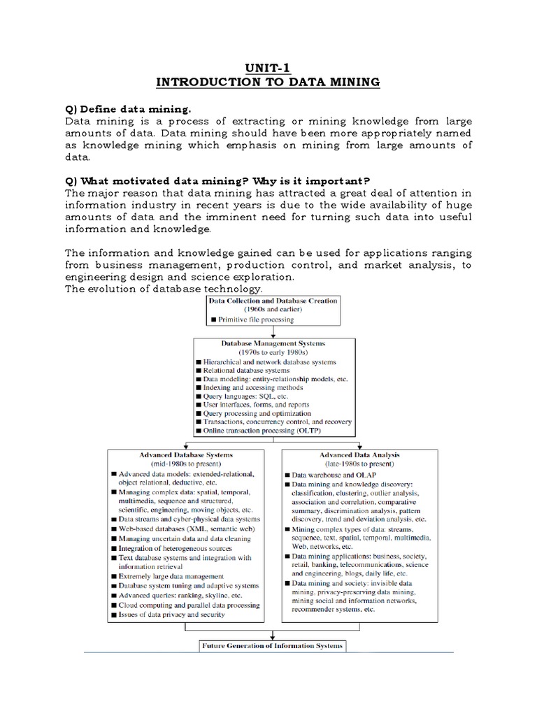 UNIT-1 Introduction To Data Mining | Download Free PDF | Data Warehouse ...