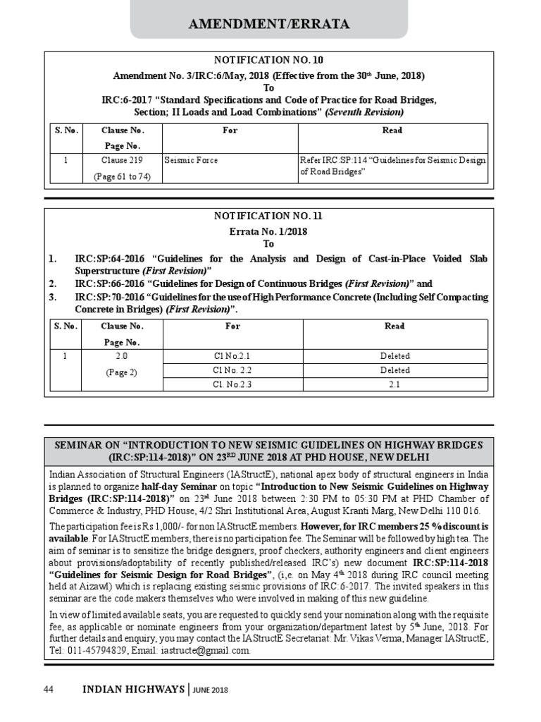 IRC Road Bridge Guidelines Update | PDF | Technology & Engineering