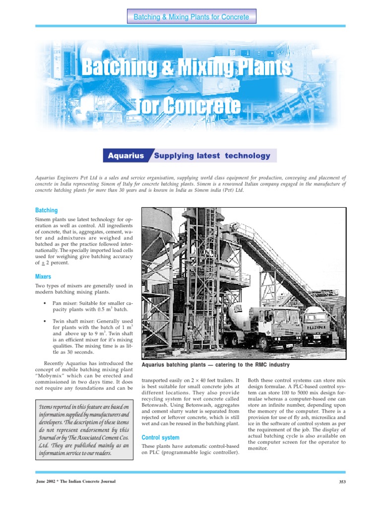 Batching Plant PDF | PDF | Concrete | Cement