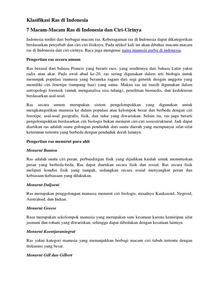 Klasifikasi Ras Di Indonesia | PDF | Ilmu Sosial | Perjalanan