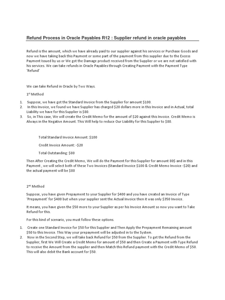 Refund Process in Oracle Payables R12 | PDF | Finance & Money Management