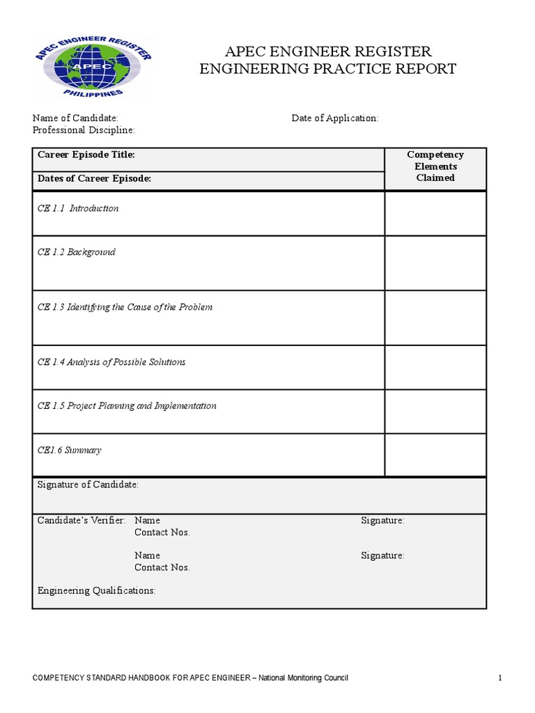 APEC Engineering Practice Report Form | PDF | Engineering | Research ...