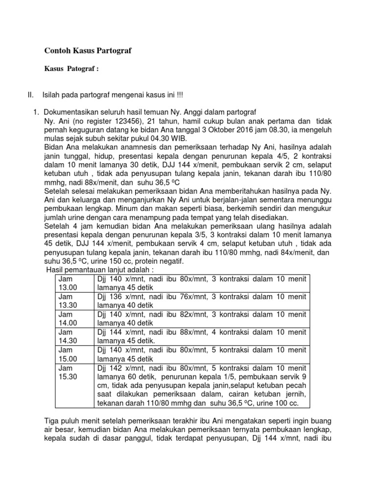 Contoh Kasus Partograf | PDF
