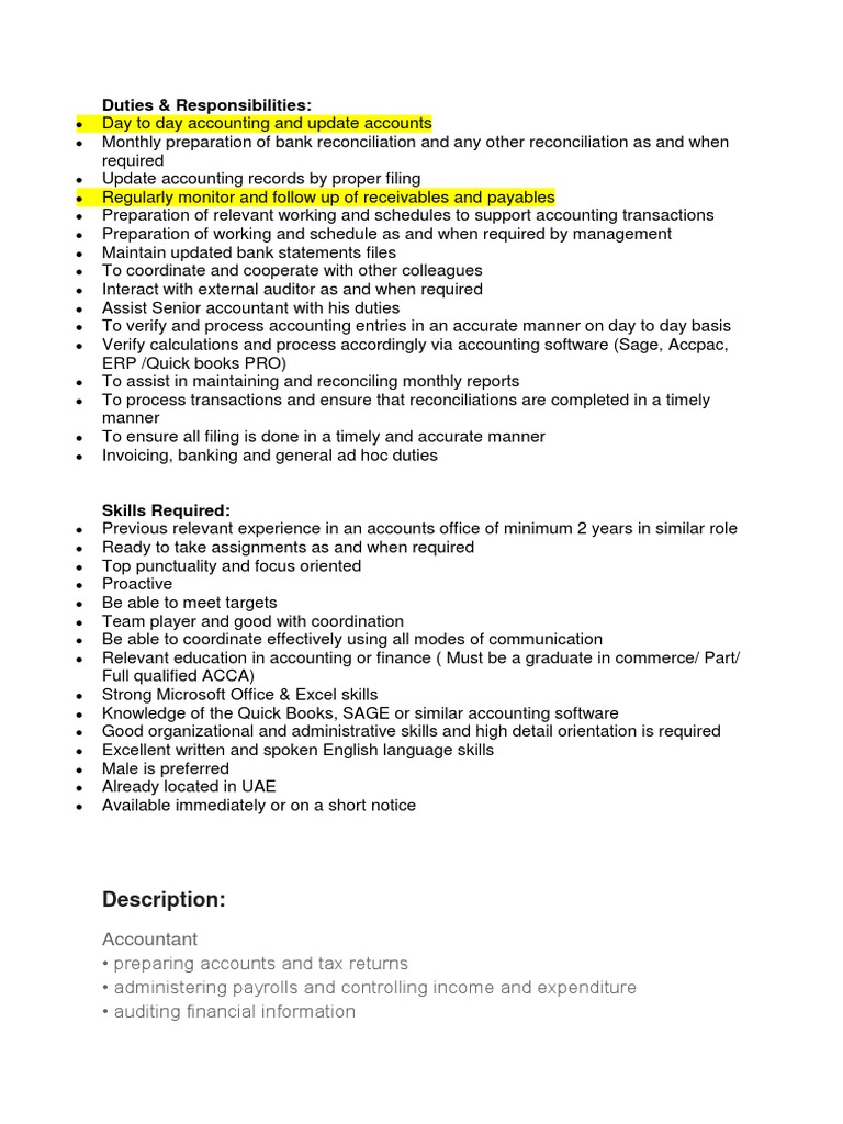 Requirements For Job | Download Free PDF | Accounts Payable | Bookkeeping