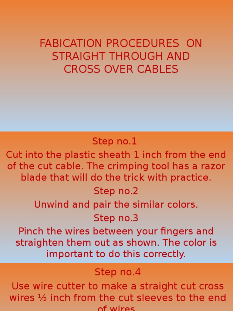Fabication Procedures On Straight Through and Cross Over Cables | PDF
