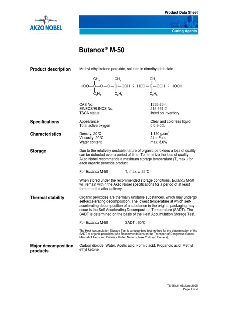 Butanox M 50 | PDF | Chemical Substances | Chemistry