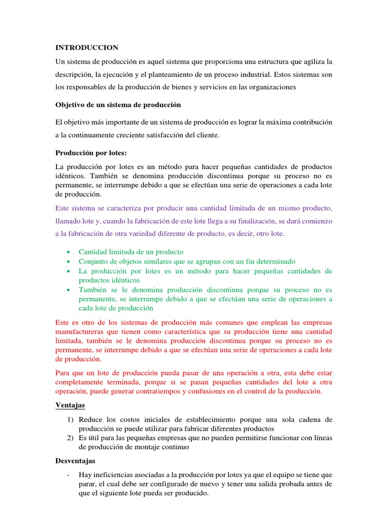 Producción por Lotes: Definición y Ejemplos | PDF | Informática ...
