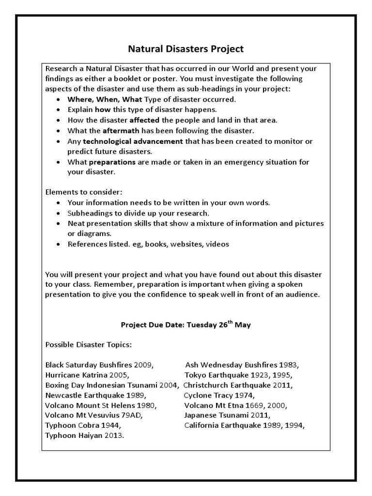 Natural Disasters Project | PDF | Natural Disasters | Natural Hazards