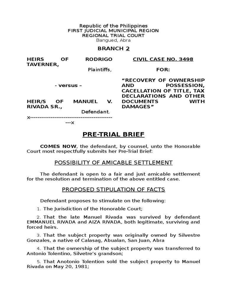 Pre-Trial Brief | Lawsuit | Public Sphere