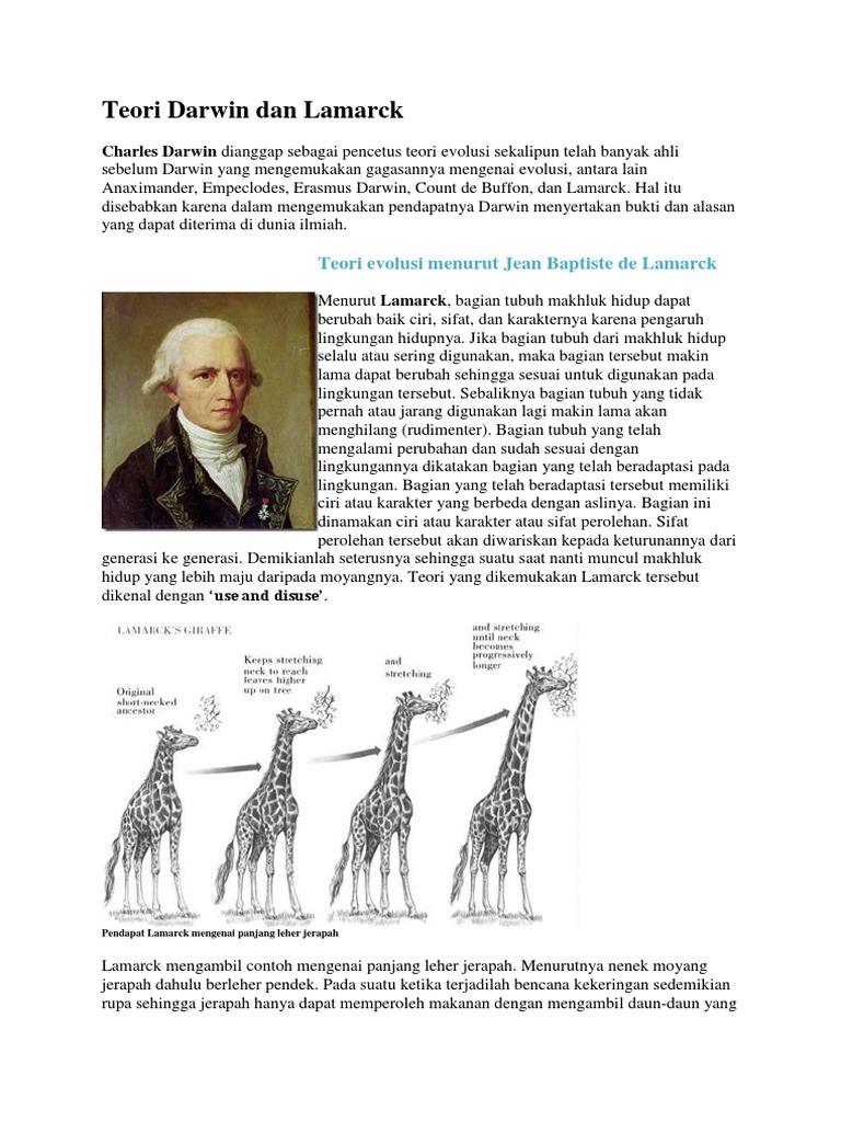 Teori Darwin Dan Lamarck | PDF