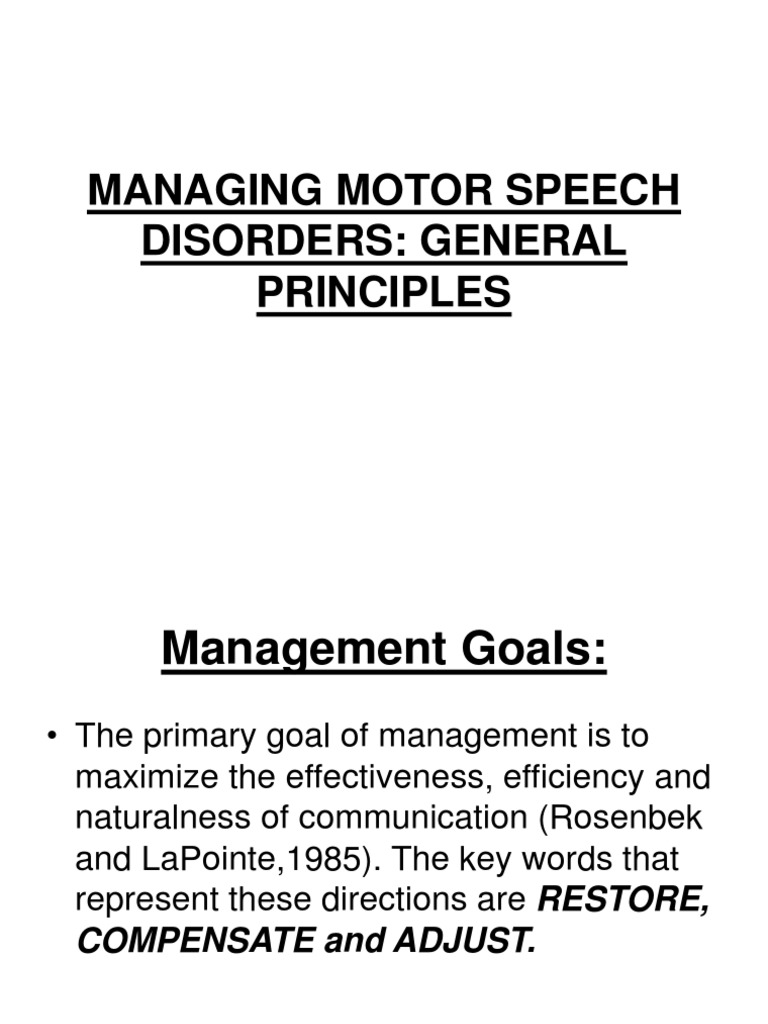 Managing Motor Speech Disorders | Download Free PDF | Prosthesis | Speech