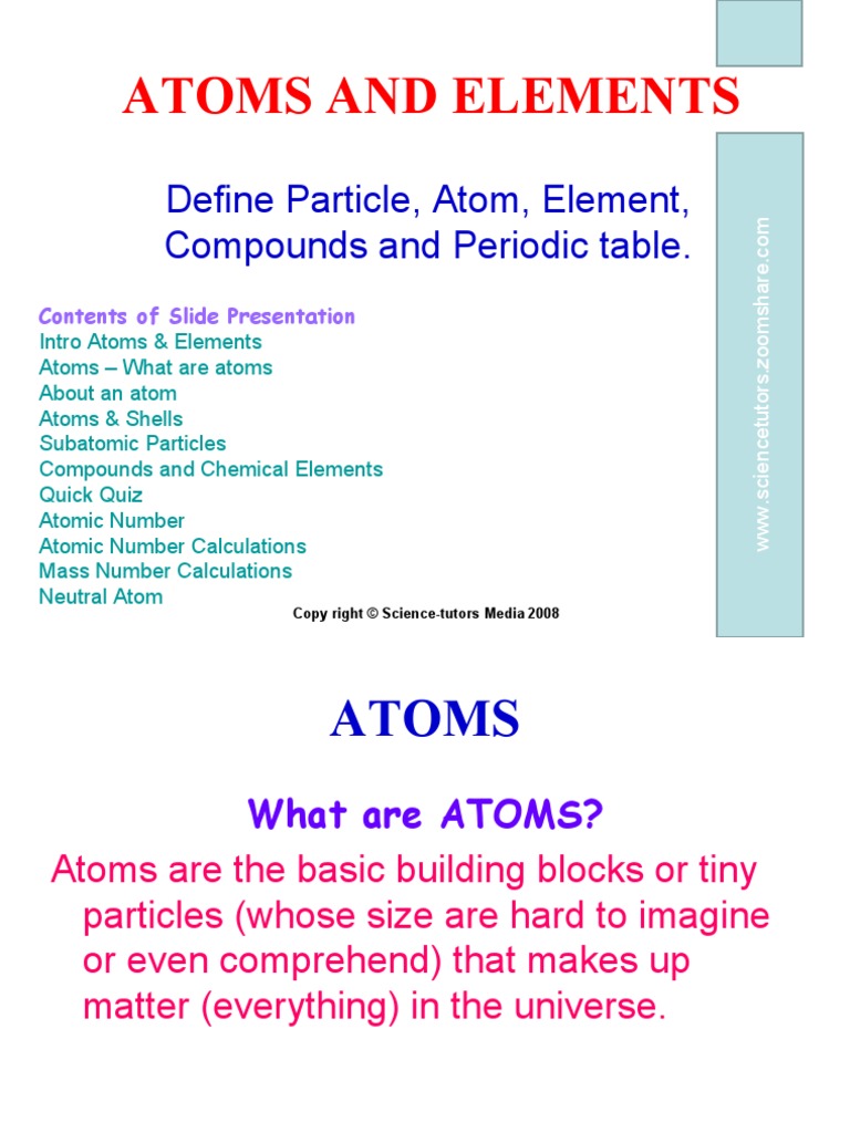 Atoms and Elements | PDF | Atoms | Proton
