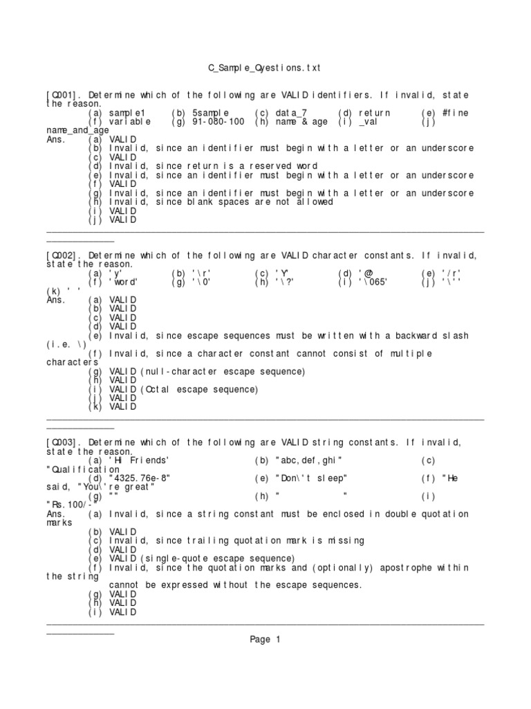C Sample Qyestions | PDF | Pointer (Computer Programming) | Subroutine