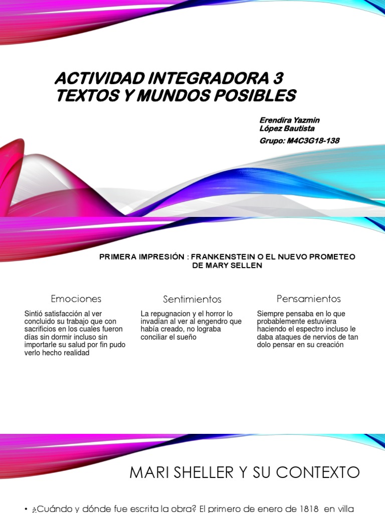 Actividad Integradora 3 Textos Y Mundos Posibles: Erendira Yazmin López Bautista Grupo: M4C3G18 ...