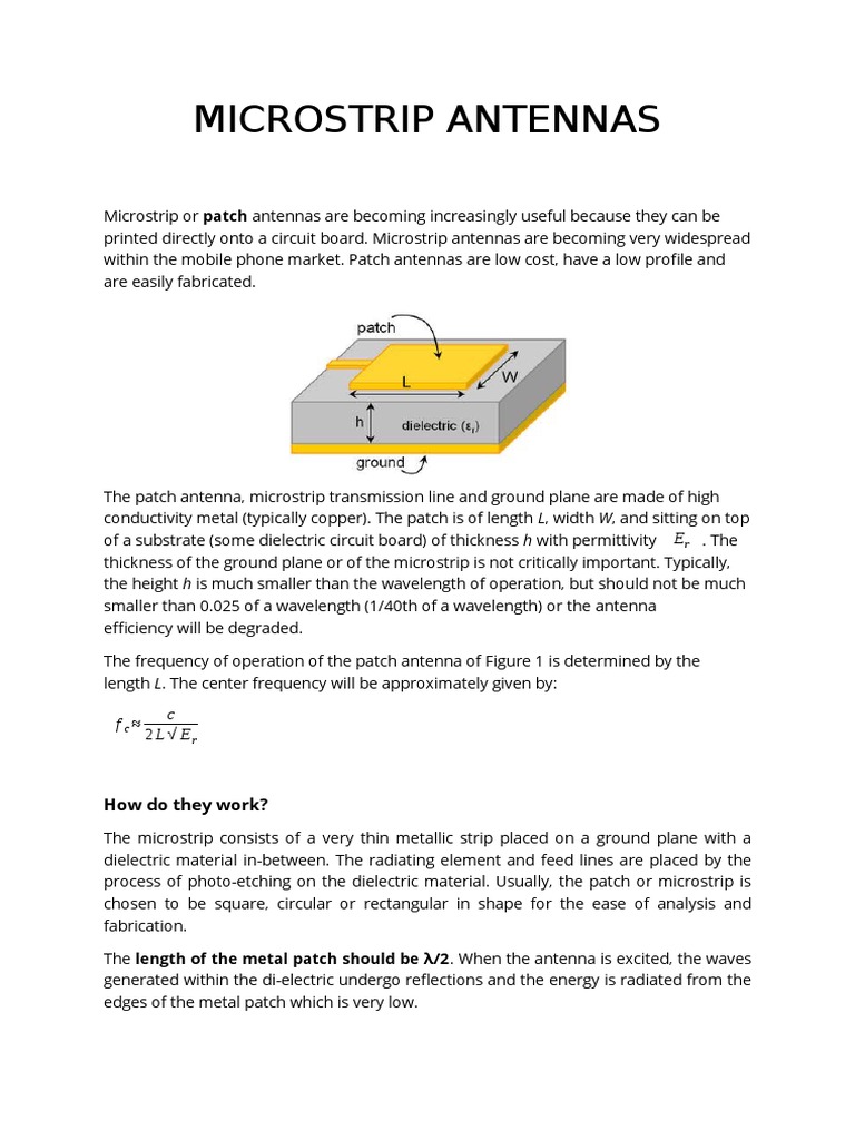 Microstrip Antennas: How Do They Work? | PDF | Antenna (Radio) | Radio ...