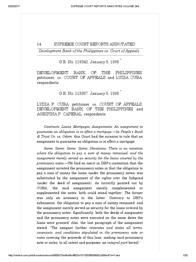 Development Bank of The Philippines vs. Court of Appeals | PDF ...