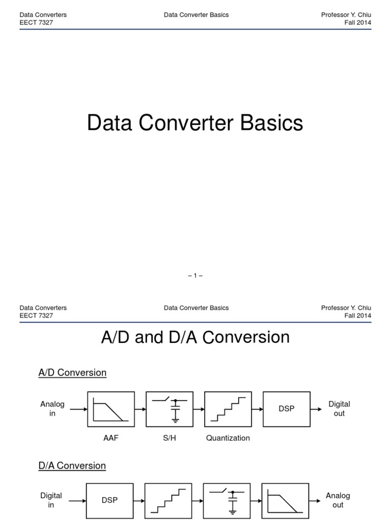 Data Converters Data Converter Basics Professor Y. Chiu EECT 7327 Fall ...