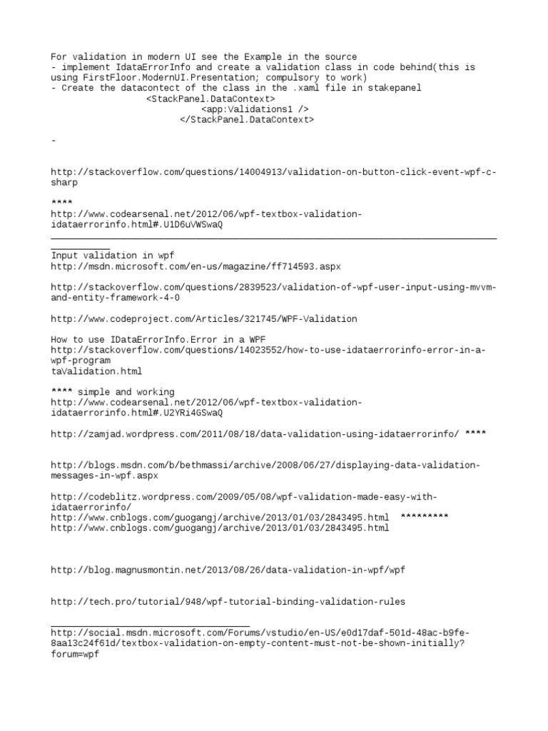 Validation in WPF | PDF | Extensible Application Markup Language | Information Technology Management