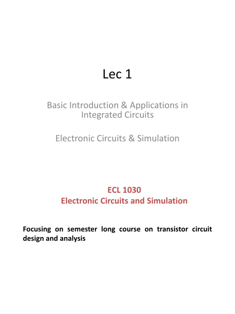 Introduction To Electronic Circuit and Simulation | PDF | Integrated ...