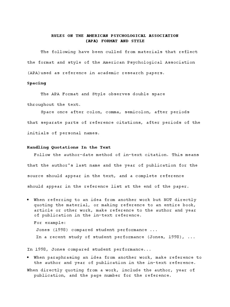 Apa Format | PDF | Citation | Quotation Mark