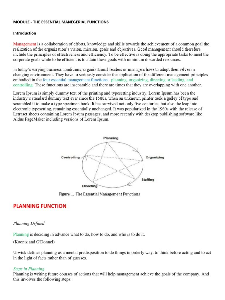 4 - The Essential Manegerial Functions | PDF | Human Resources | Employment